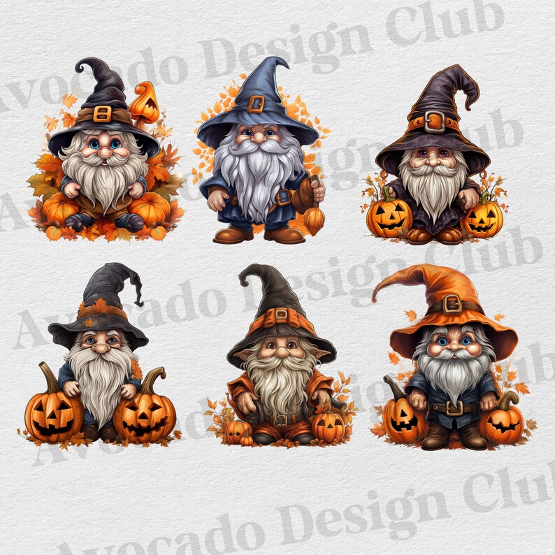 Halloween Gnome Clipart Bundle, Cute Gnome Clipart Bundle, Halloween ...