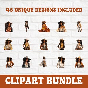 Black Cowgirl Clipart Bundle, Black Woman Clipart, Western Cowgirl ...