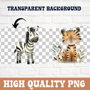 Cute Safari Animal Clipart Bundle, Nursery Wall Art, Boho Animal ...