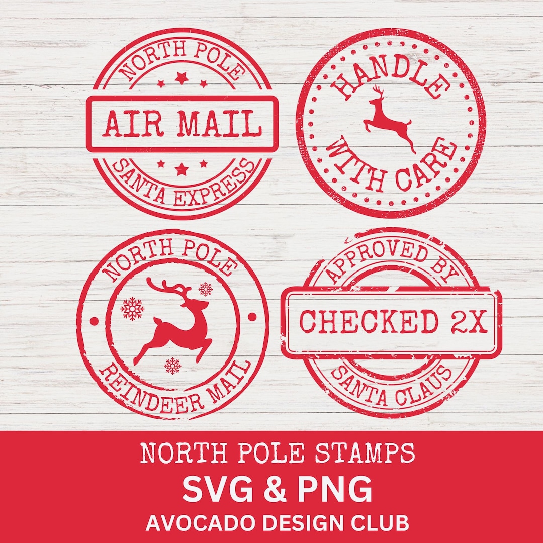 North Pole Svg Bundle, Santa Mail Stamp SVG Bundle Christmas Stamp Svg ...