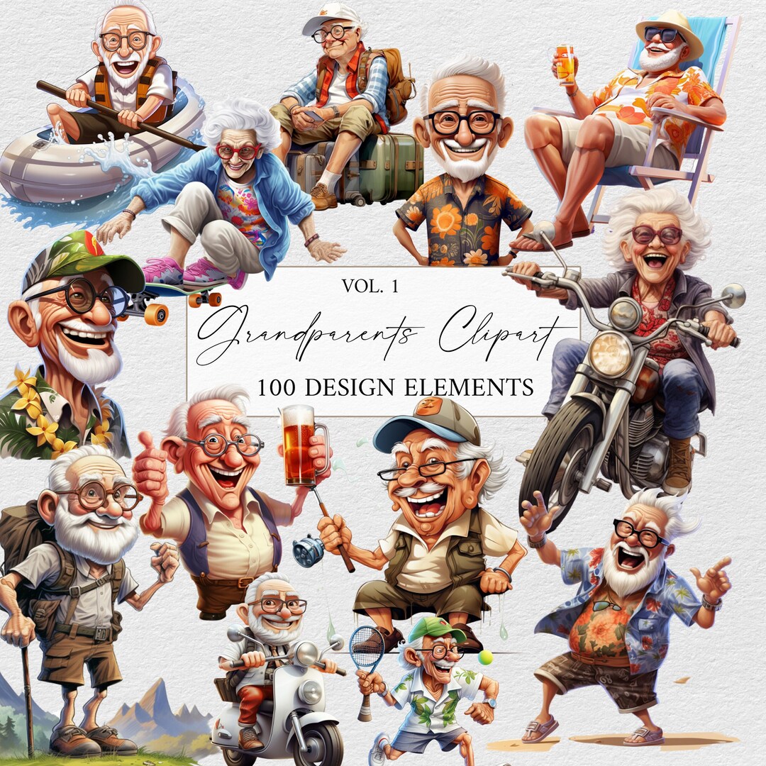 Grandparent Clipart Bundle, Family Clipart Bundle, Funny Grandparent ...