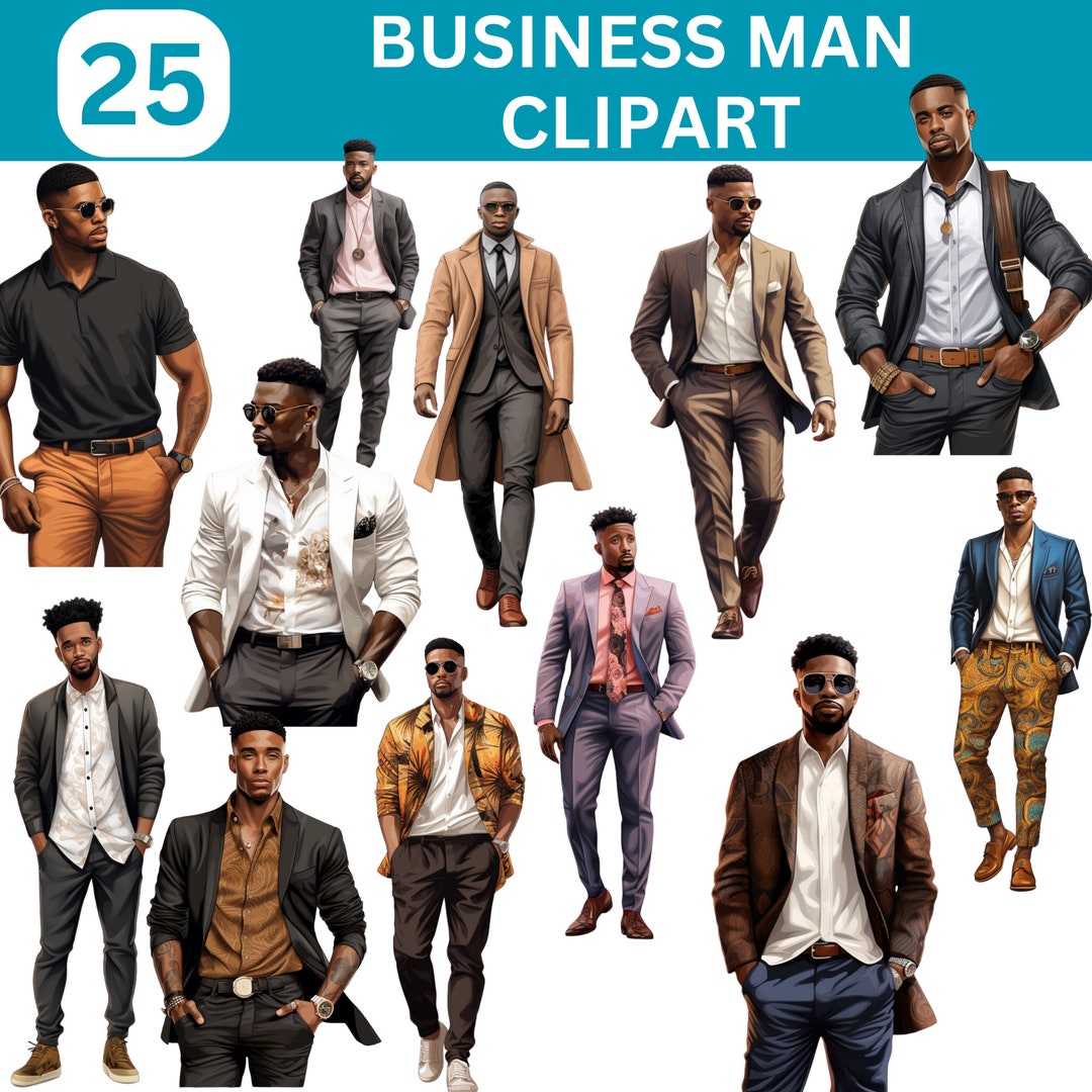 Black Fashion Clipart, Business Man Clipart, Black Man Clipart Bundle ...