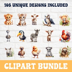 Cute Safari Animal Clipart Bundle, Nursery Wall Art, Boho Animal ...