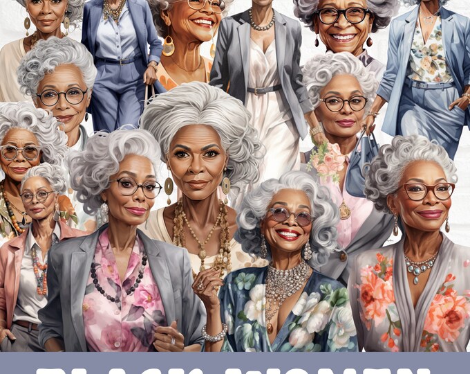 Black Women Clipart, Elderly Women, African American, Clipart Bundle - Etsy Canada