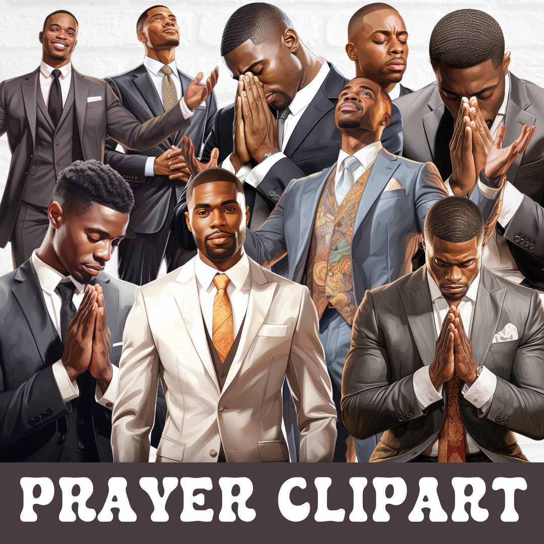 Praying Clipart Bundle, Prayer Black Man Clipart, Sunday Church Clipart ...