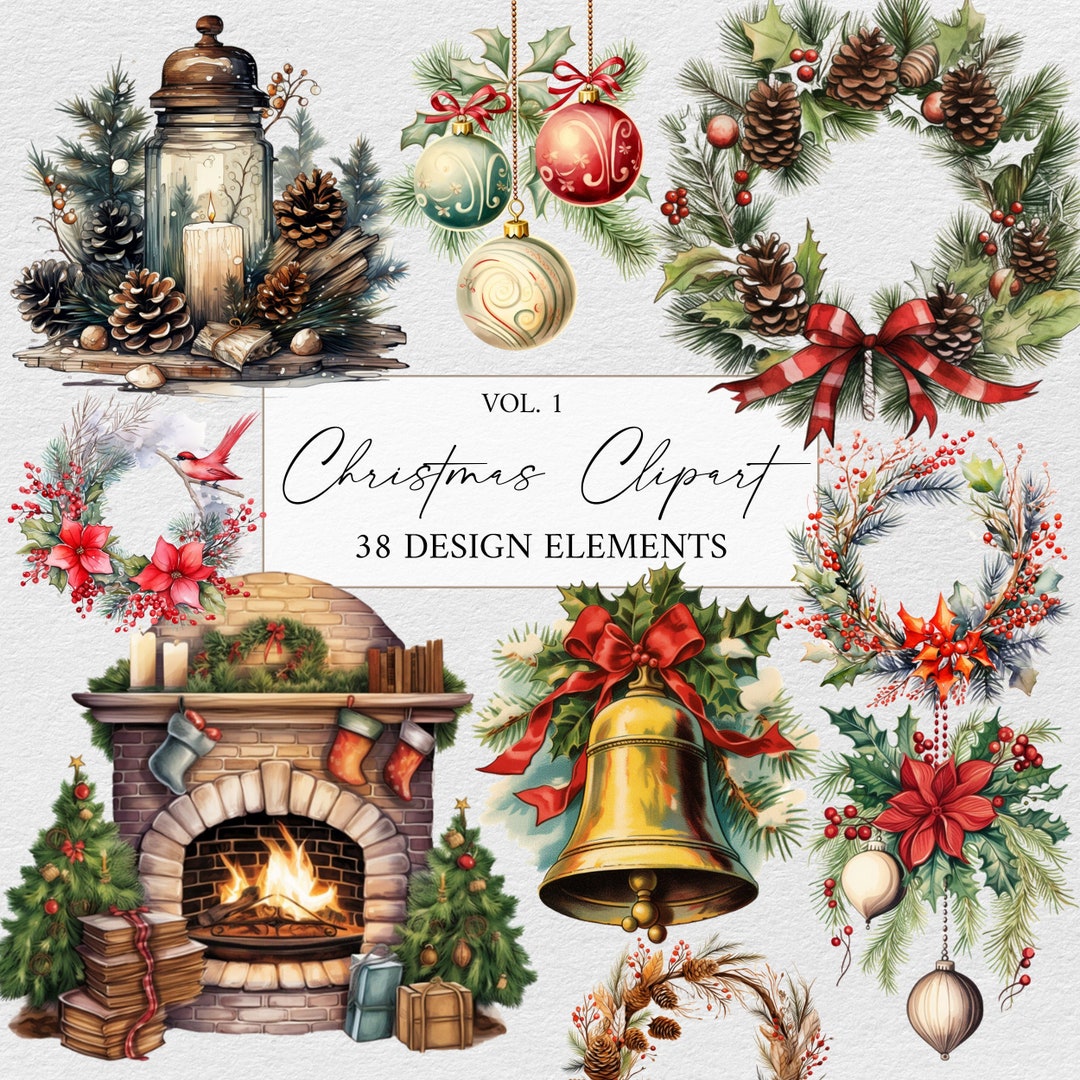 Christmas Clipart Bundle, Winter Clipart PNG, Tis the Season PNG, Santa ...