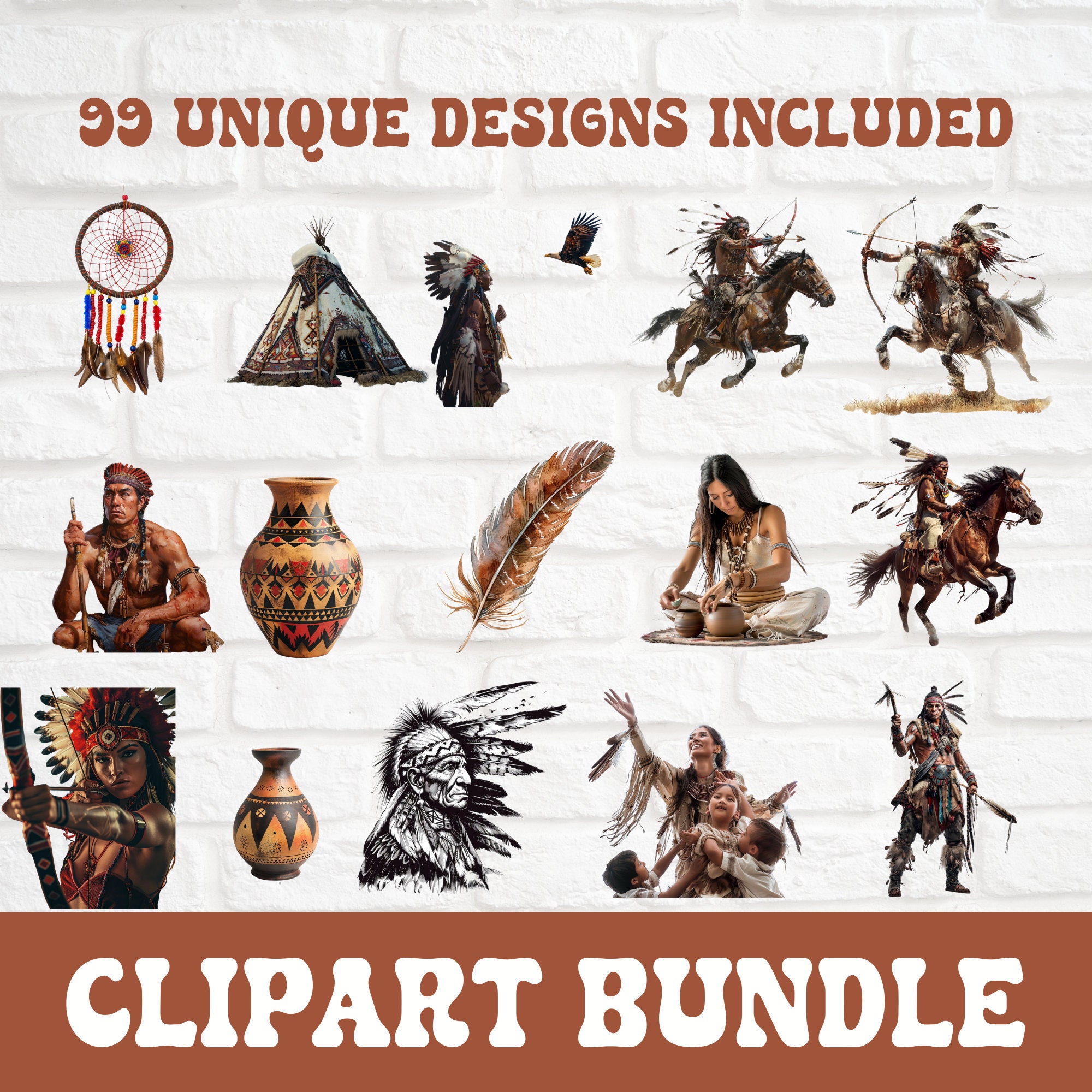 Native American Clipart Bundle, Watercolor Clipart Set, Diverse Culture ...
