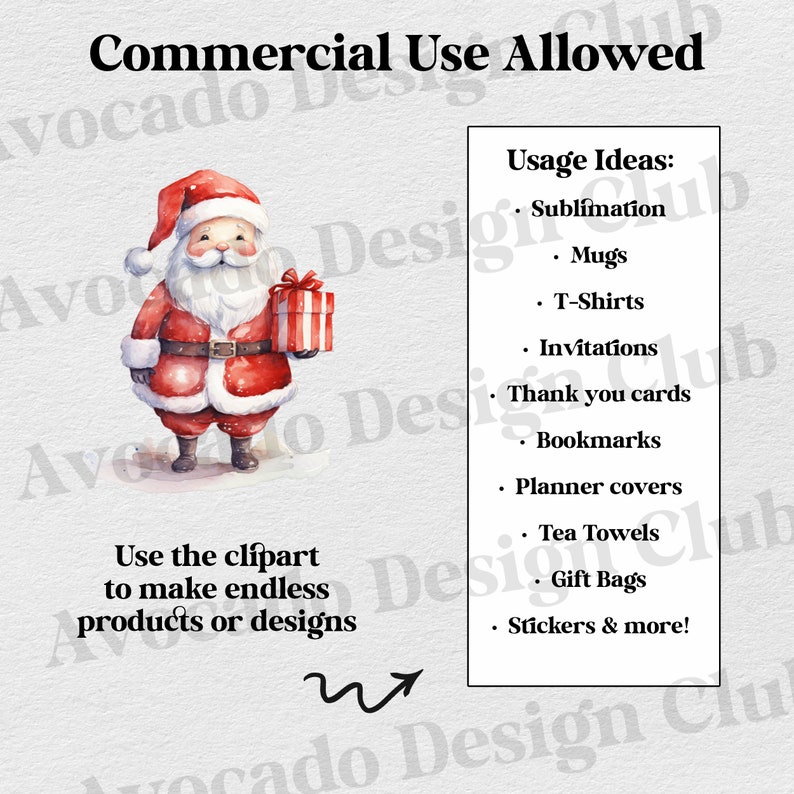 Santa Clipart Bundle Christmas Clipart Bundle Watercolor - Etsy