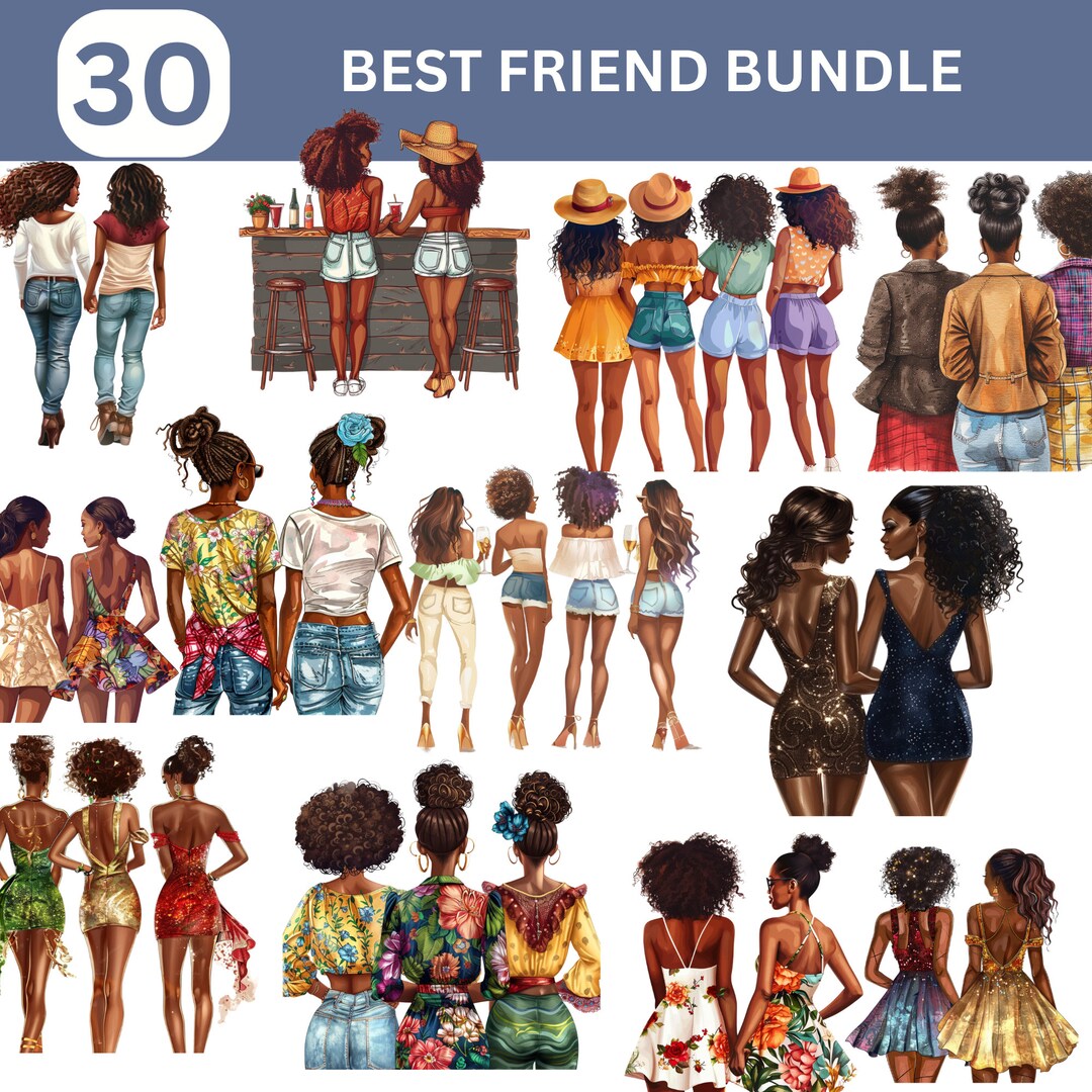 Best Friend Clipart Bundle, Party Girl Fashion Illustration, Sister ...