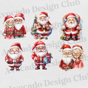 Santa Clipart Bundle, Christmas Clipart Bundle, Watercolor Santa Claus ...