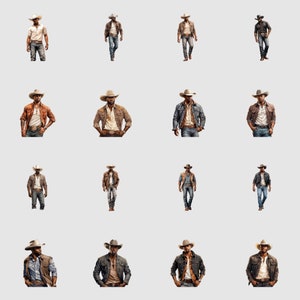 African American Cowboy, Black Cowboy Clipart Bundle, African American ...