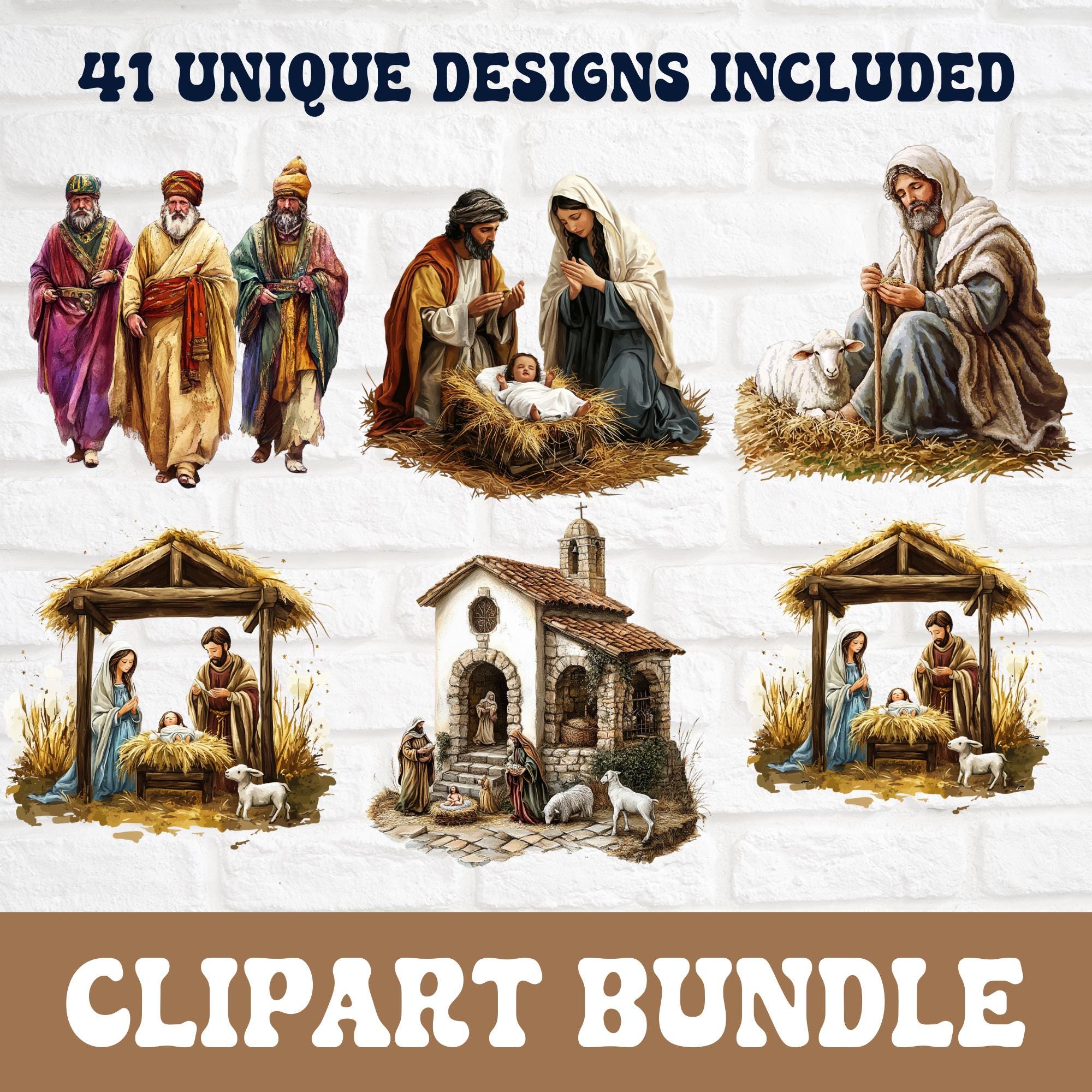 Nativity Scene Clipart Bundle, Christmas Nativity Scene Clipart ...