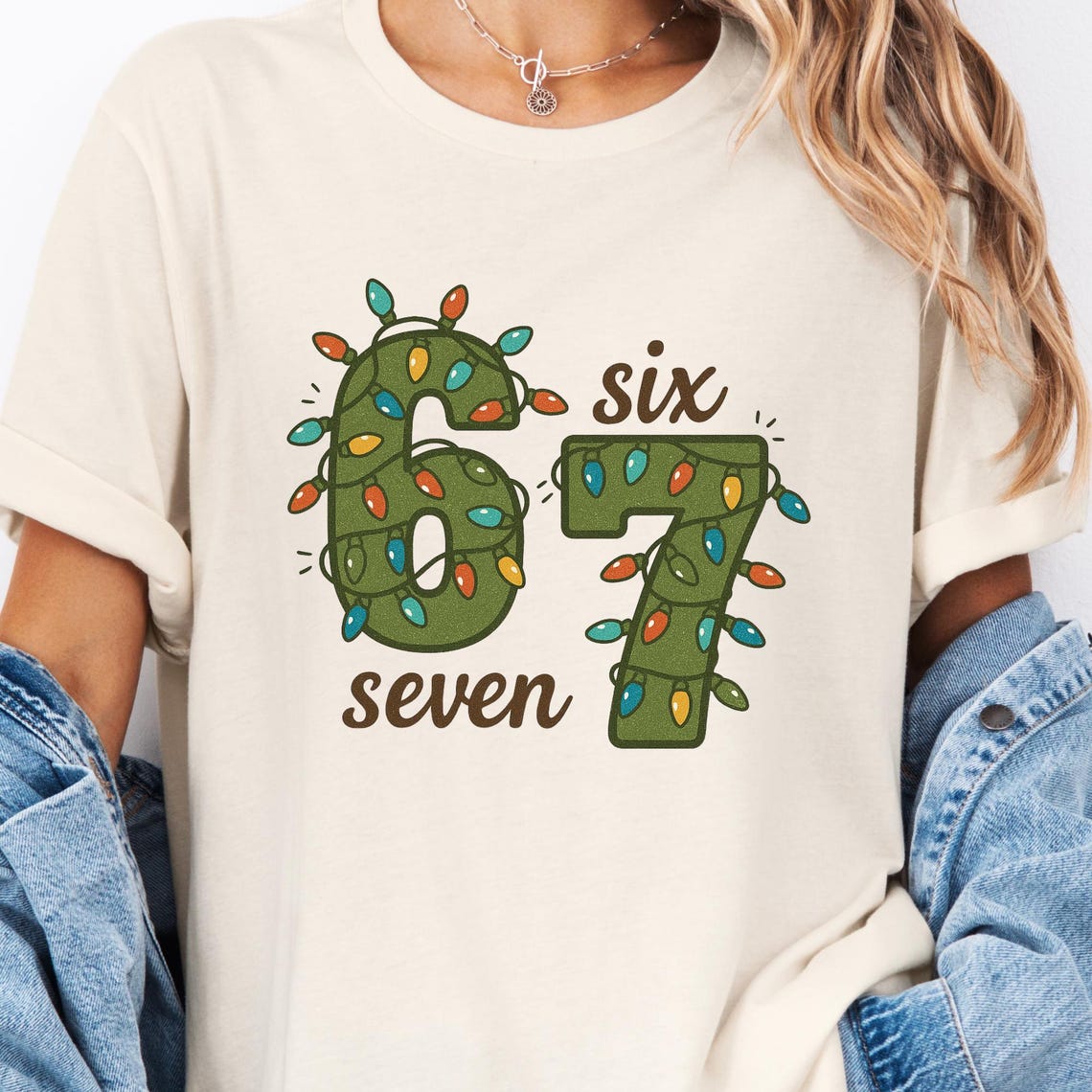 67 Christmas PNG Six Seven Png Meme, Christmas Lights 67 Design, Viral ...
