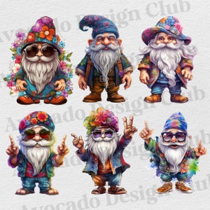 Hippy Gnome Clipart, Gnome Clipart Bundle, Hippy Clipart, Retro Clipart ...