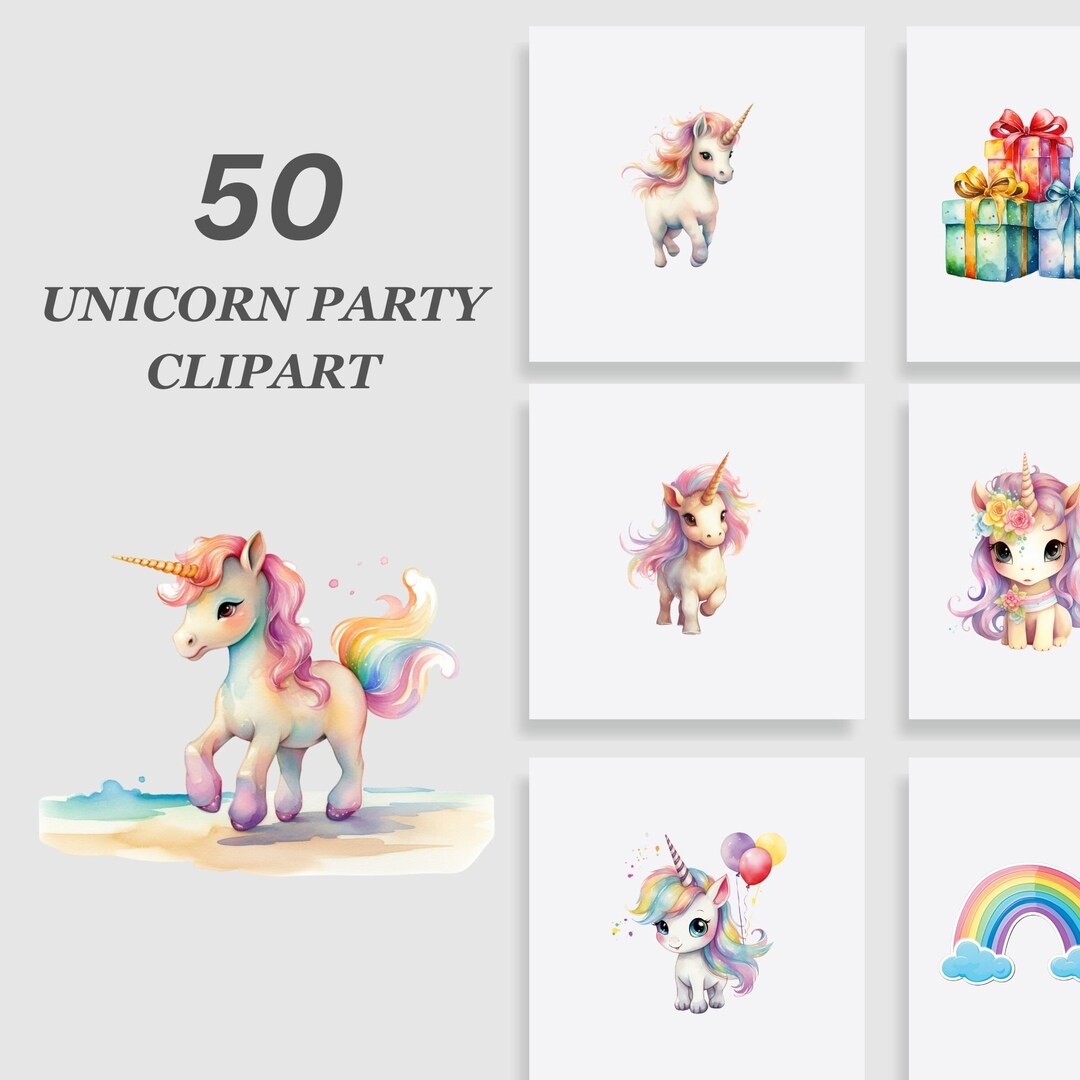 Cute Unicorn Clipart Bundle, Magic Unicorn Clipart, Unicorn Birthday ...