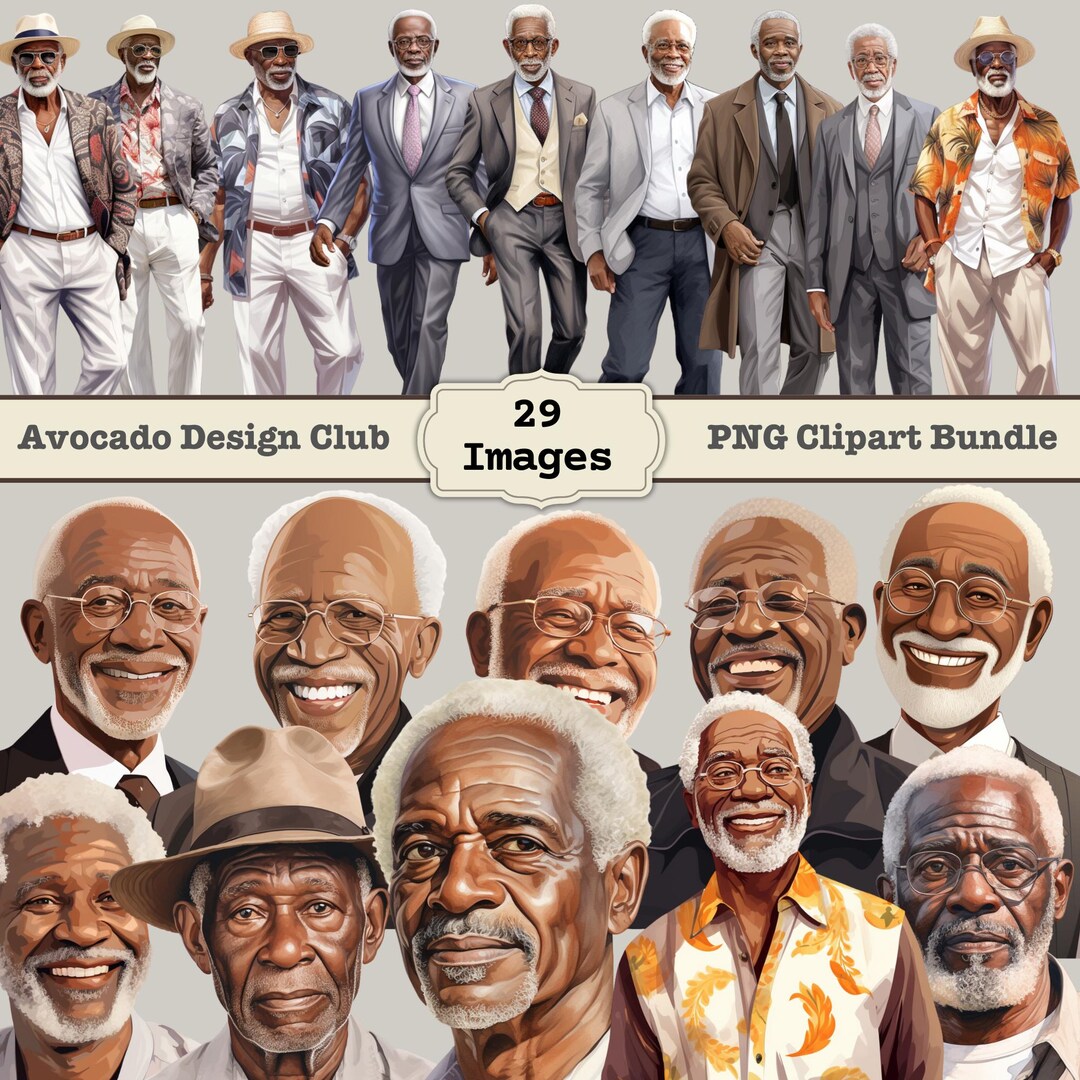 Black Men Clipart, Fashion Black Men Clipart, Old Men Clipart, African ...