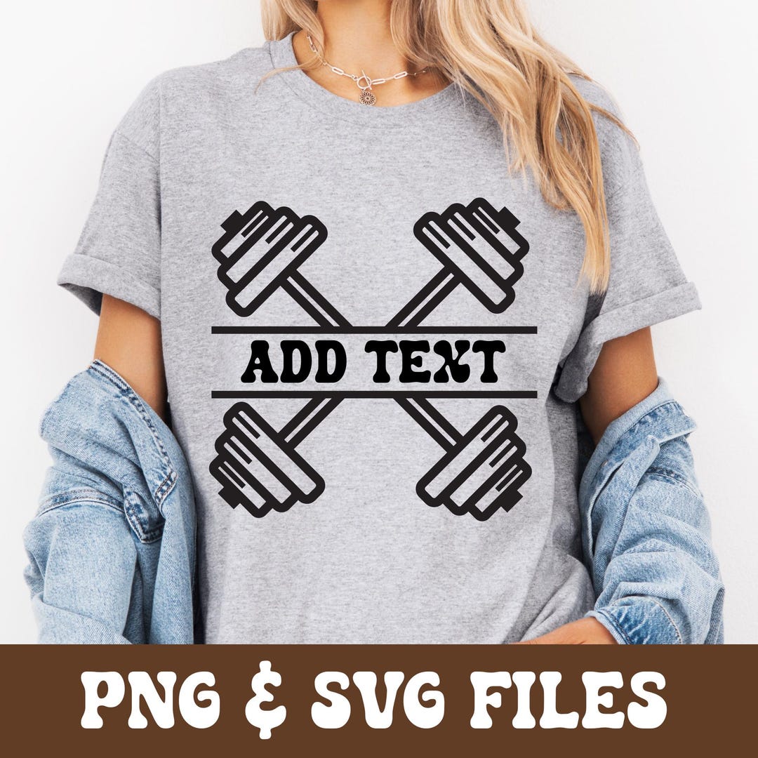 Barbell Split Name Frame Svg, Barbell Monogram, Bodybuilding Svg ...