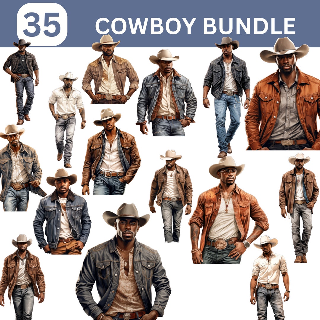 African American Cowboy, Black Cowboy Clipart Bundle, African American ...