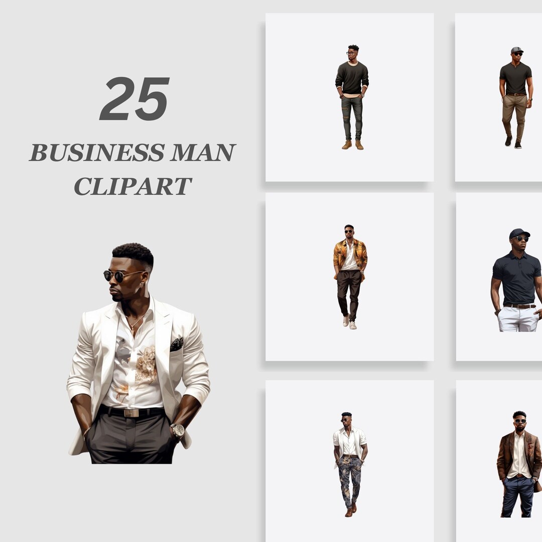Black Man Clipart Bundle, Black Fashion Clipart, African American Men ...