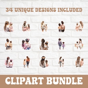 Mother Daughter Clipart Bundle, Family Clipart, Mommy and Me Clipart ...