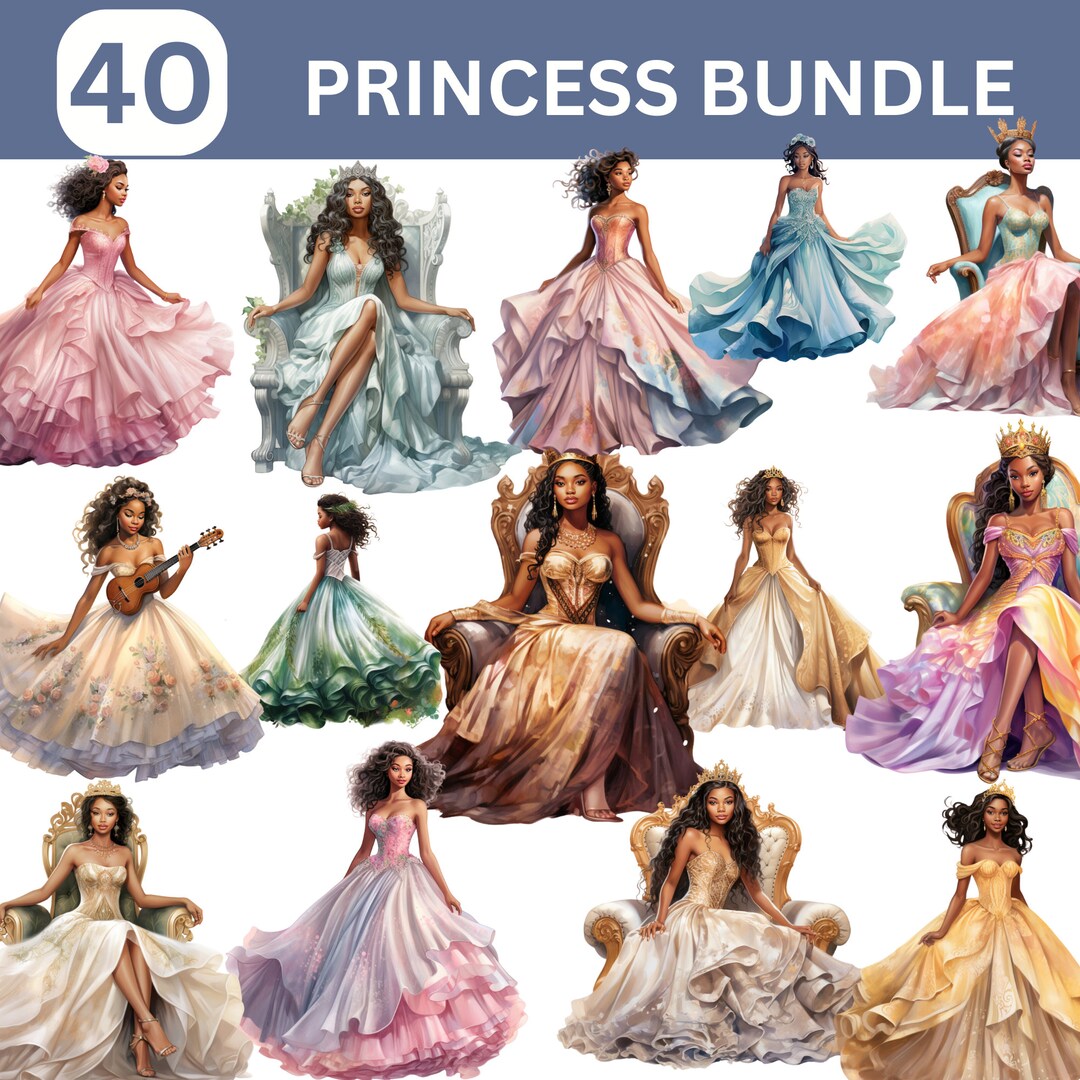 Black Princess Clipart, African Princess Clipart Bundle, Boss Babe ...
