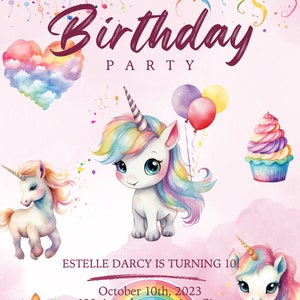 Unicorn Birthday Party Clipart, Cute Unicorn Clipart Bundle, Magic ...