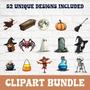 50+ Halloween Clipart Bundle, Halloween Decoration, Sublimation Art ...