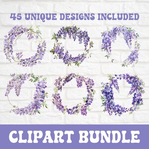 Wisteria Watercolor Clipart, Wisteria Frame Clipart, Wisteria Clipart ...