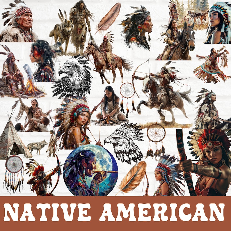 Native American Clipart Bundle, Watercolor Clipart Set, Diverse Culture ...