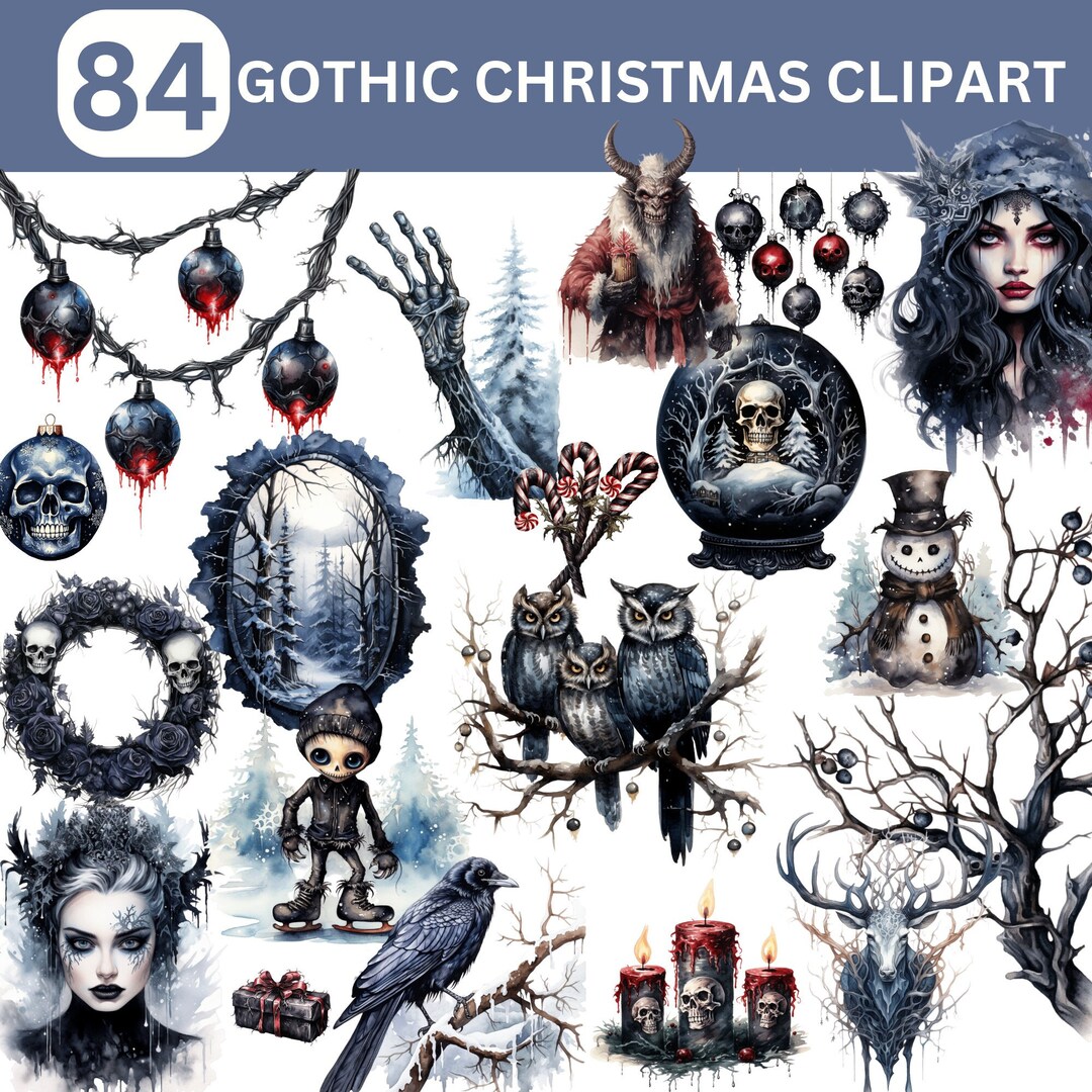 Goth Christmas Clipart, Scary Christmas Clipart, Creepy Christmas ...