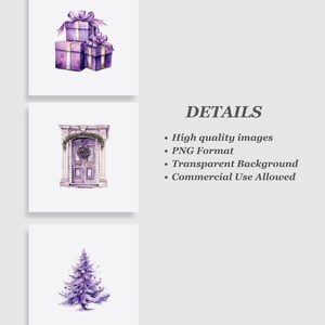Purple Christmas Clipart Bundle, Watercolor Purple Santa Clipart ...
