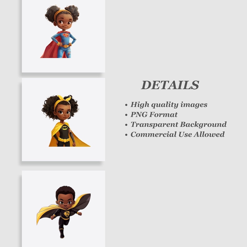 Superhero Clipart Bundle, African American Superhero Clipart Bundle ...