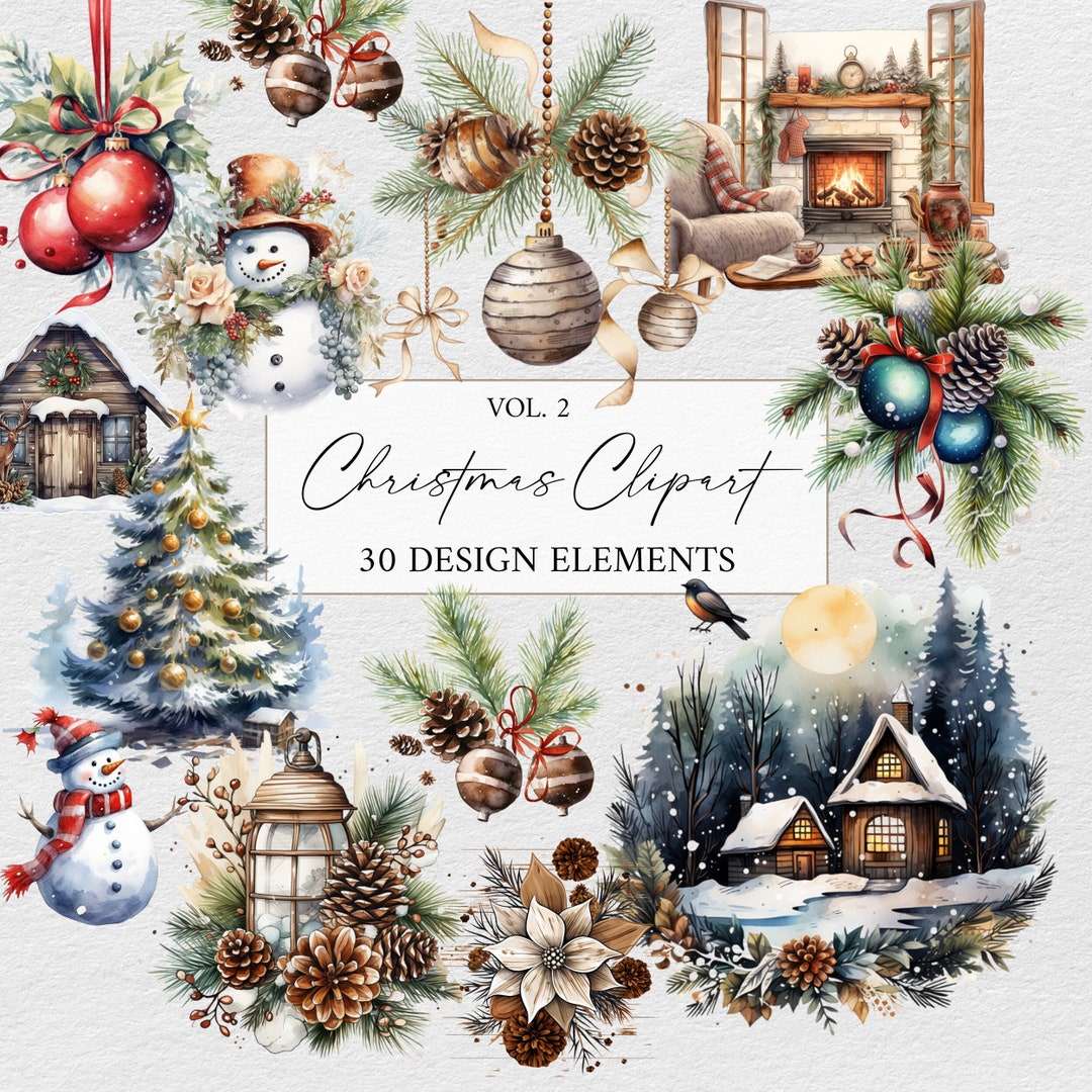 Christmas Clipart Bundle, Snowman Clipart, Holiday Clipart Bundle ...