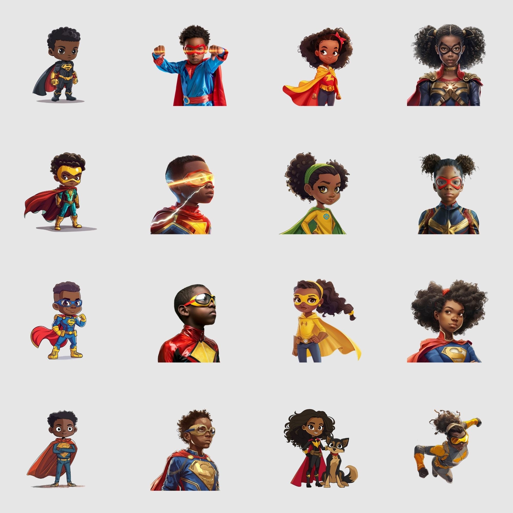 Superhero Clipart Bundle, African American Superhero Clipart Bundle ...