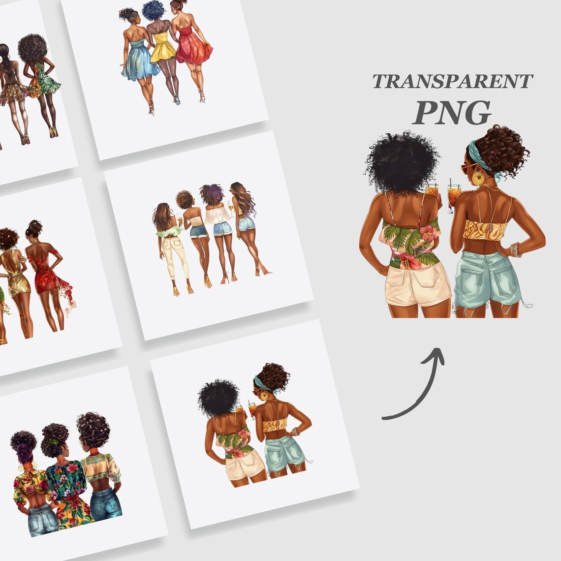 Best Friend Clipart Bundle, Party Girl Fashion Illustration, Sister ...