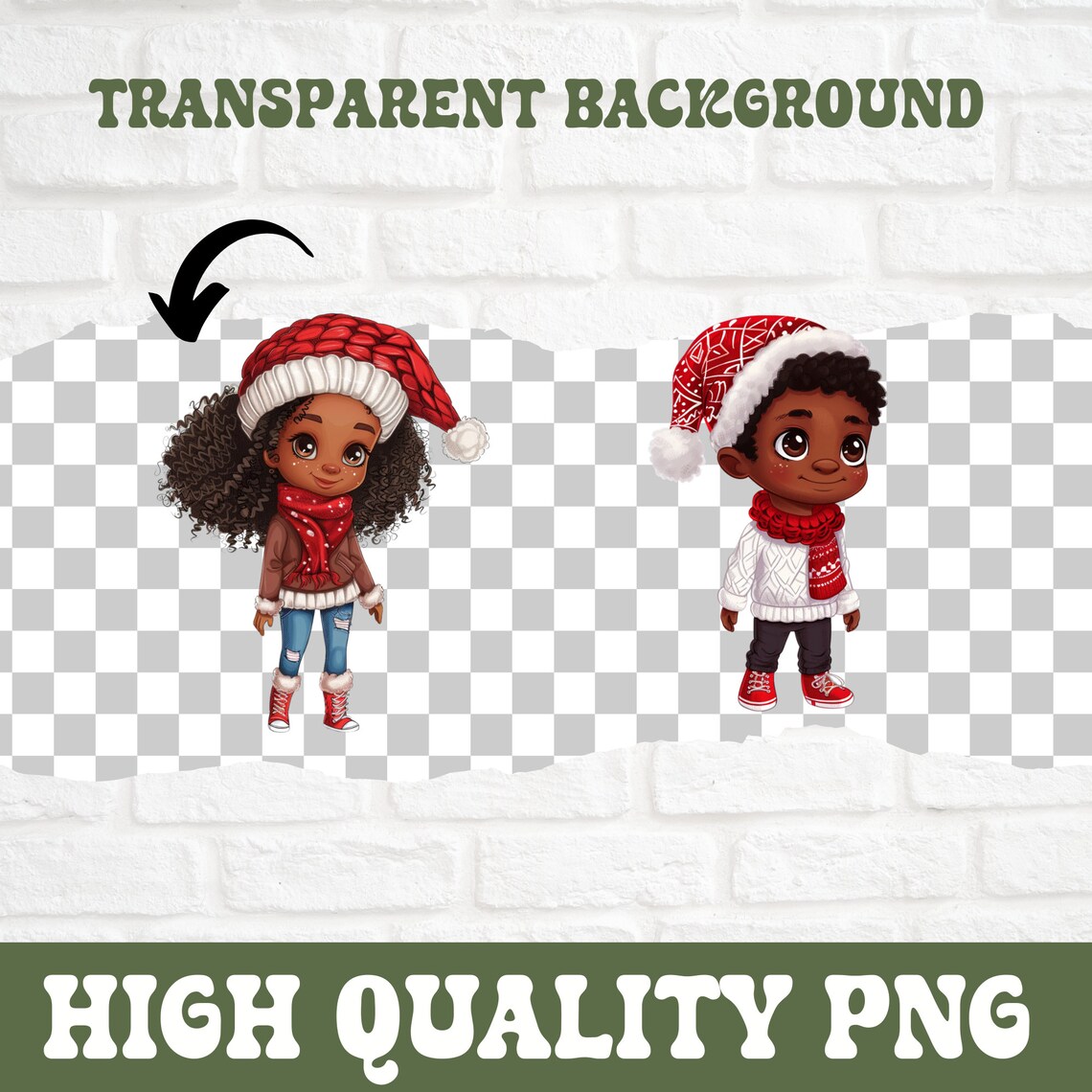 Christmas Cute Kid Clipart Bundle, Watercolor African American Children ...