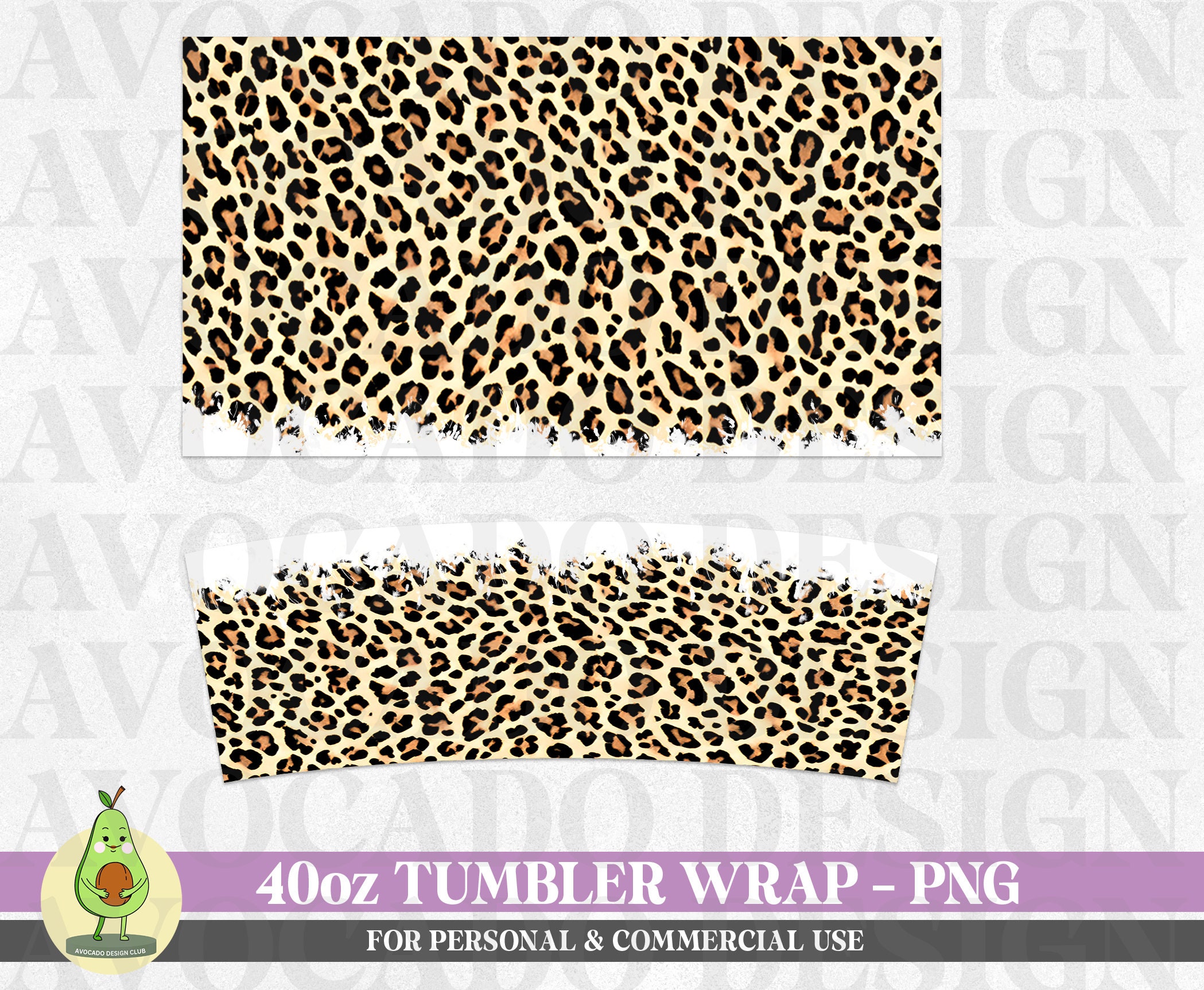 40oz Leopard Print Sublimation Design, 40oz Skinny Tumbler Sublimation ...