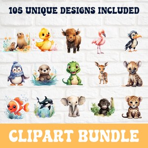 Cute Safari Animal Clipart Bundle, Nursery Wall Art, Boho Animal ...