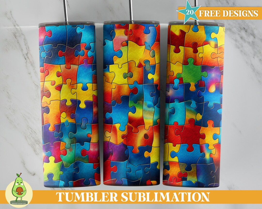 Autism Awareness Tumbler Design, Autism Tumbler Wrap, Autism Puzzle ...