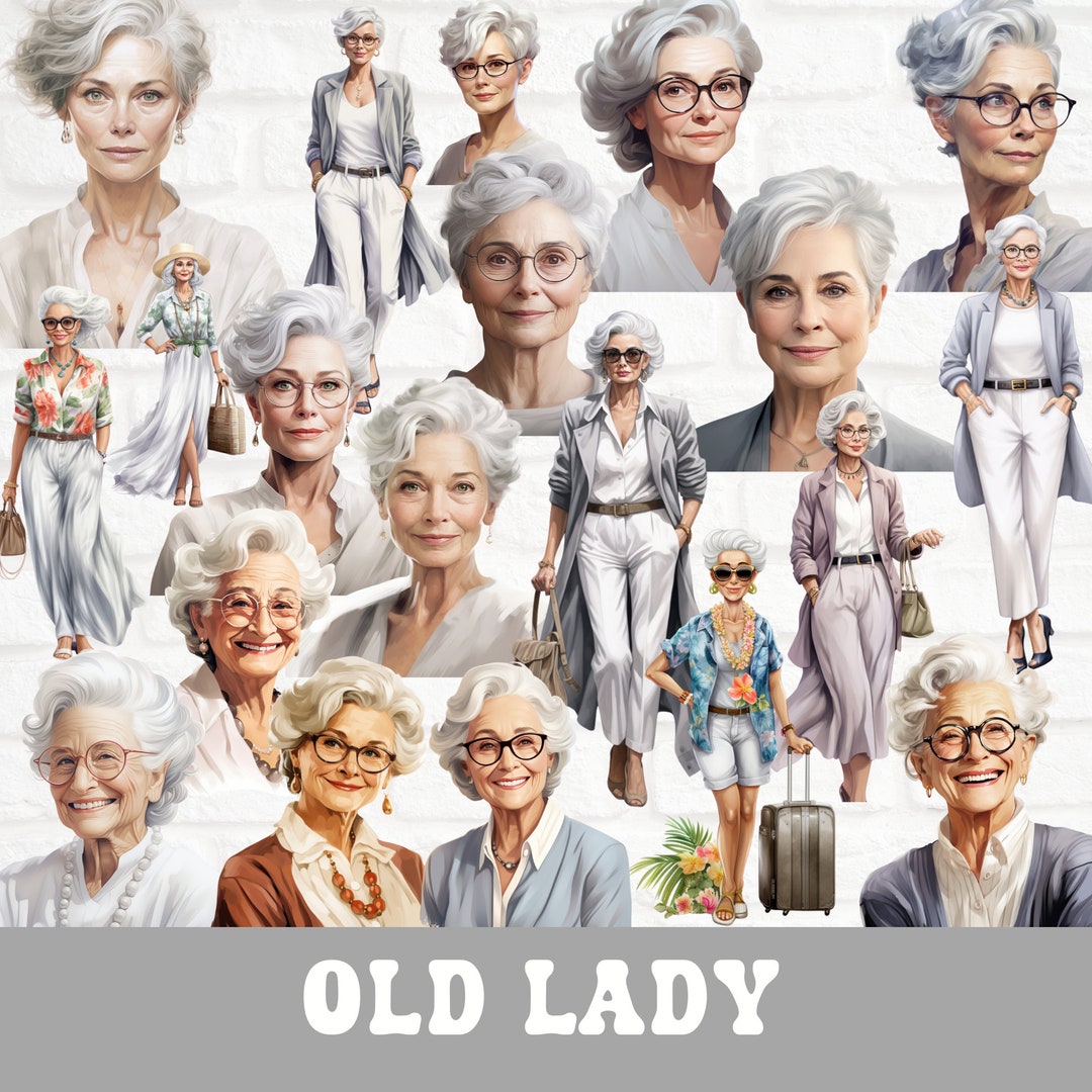 Old Lady PNG, Old Woman Clipart Bundle, Business Casual Woman Clipart ...