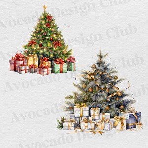 Christmas Tree Clipart Bundle, Watercolor Christmas Clipart, Christmas ...