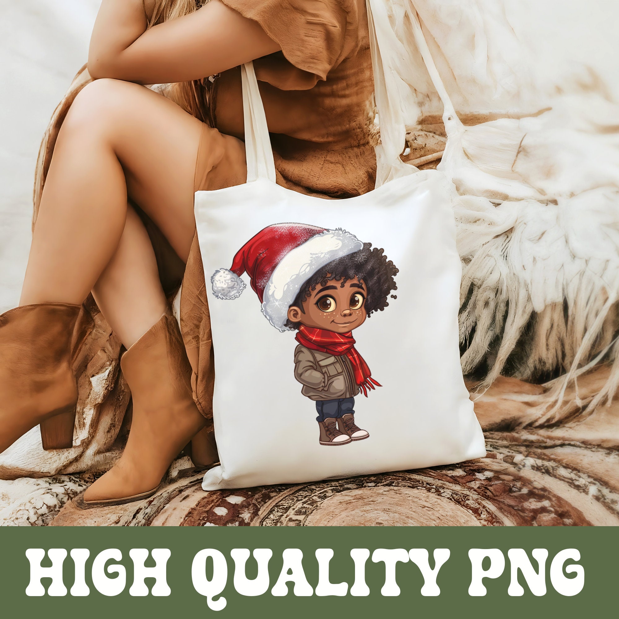 Christmas Cute Kid Clipart Bundle, Watercolor African American Children ...