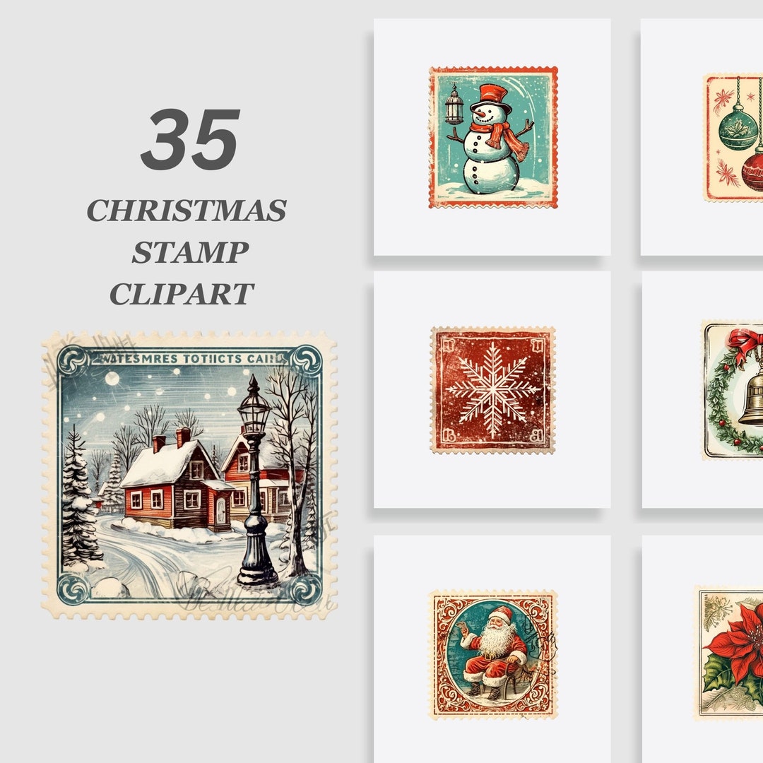 Christmas Stamp Clipart Bundle, North Pole Clipart Bundle, Santa Mail ...