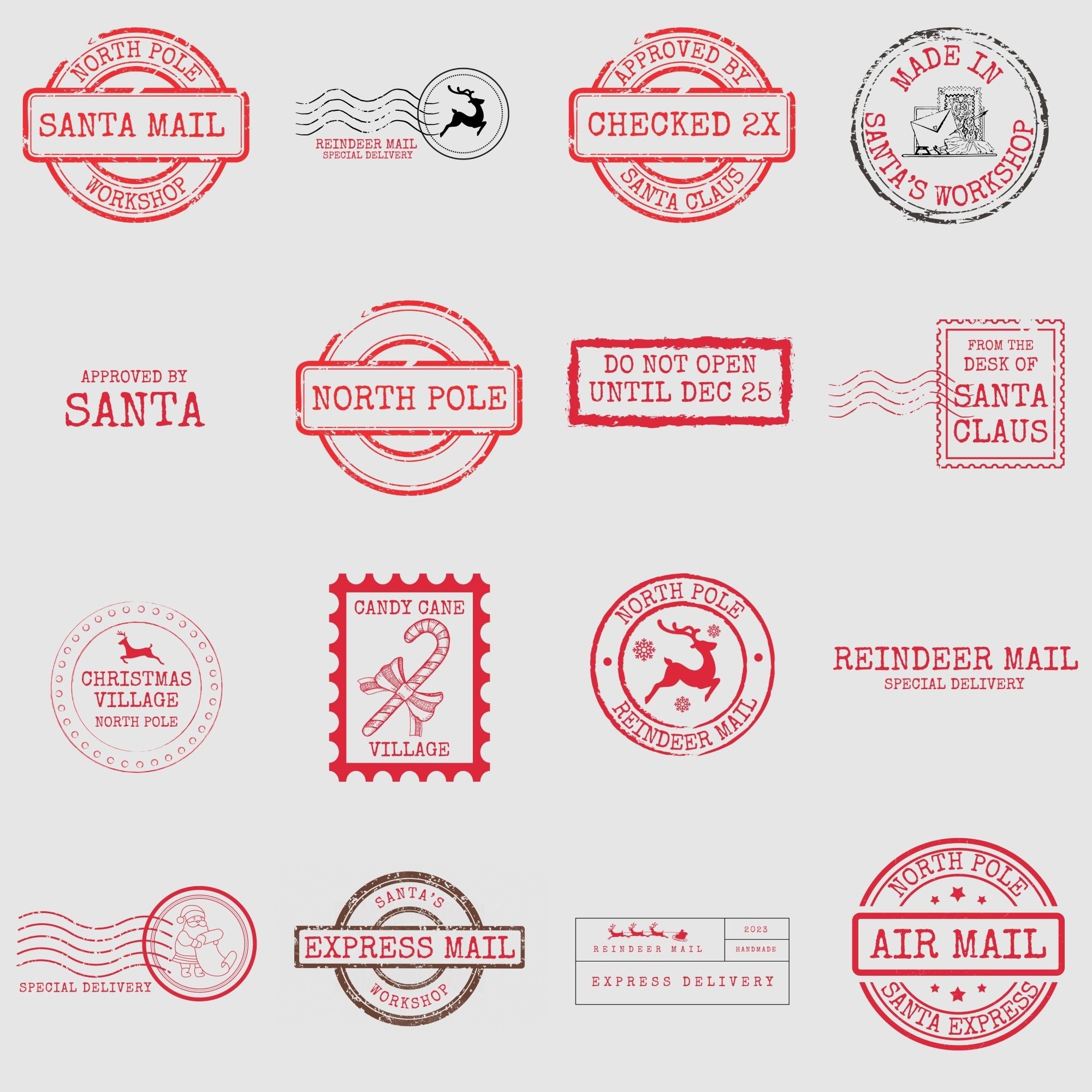 Santa Stamp SVG Bundle, North Pole Svg Bundle, Christmas Stamp Svg ...