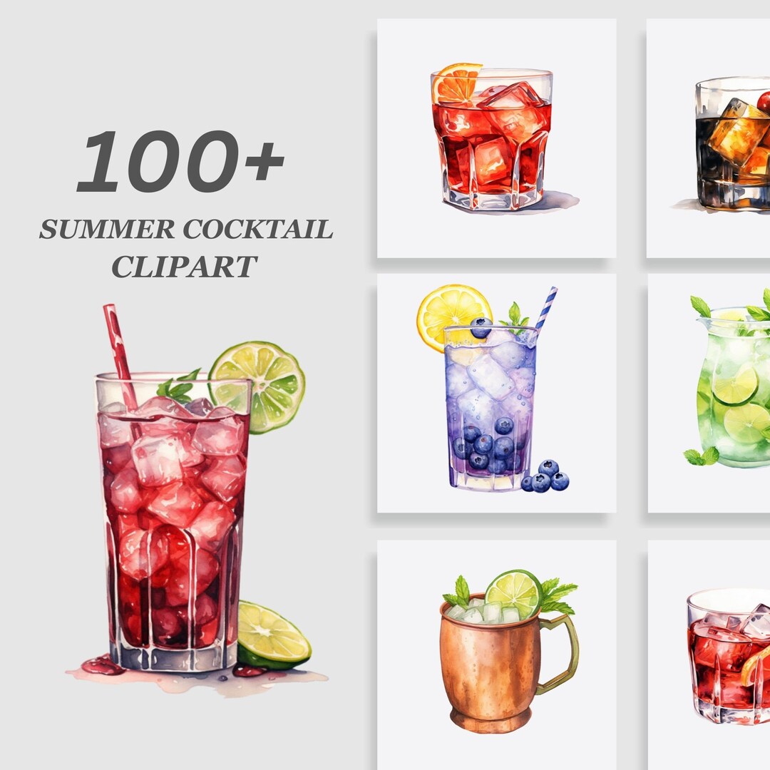 Cocktail Drink Clipart Bundle, Summer Drink Clipart, Alcohol Clipart ...