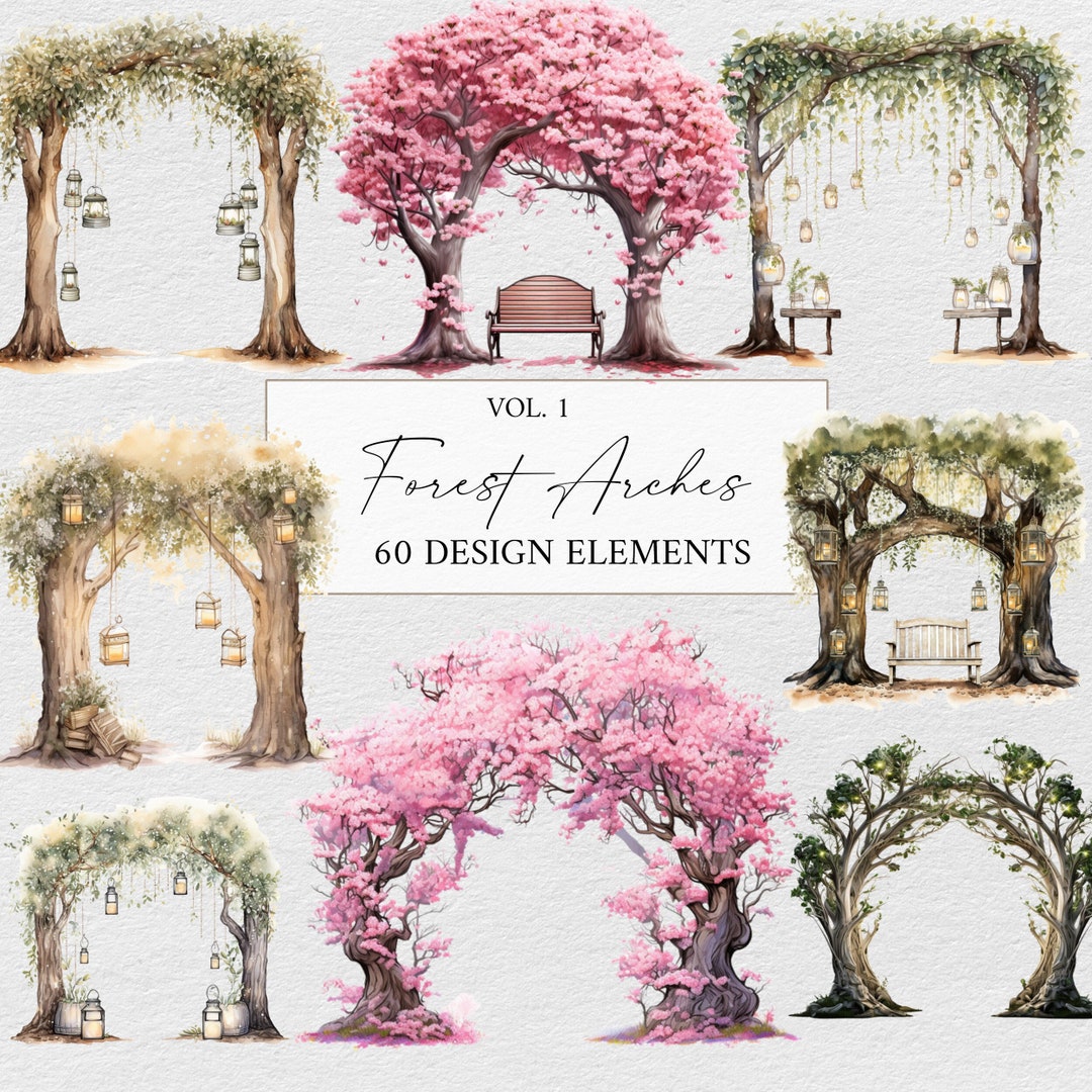 Watercolor Tree Arch Bundle, Wedding Tree Arch Bundle, Beautiful Tree ...