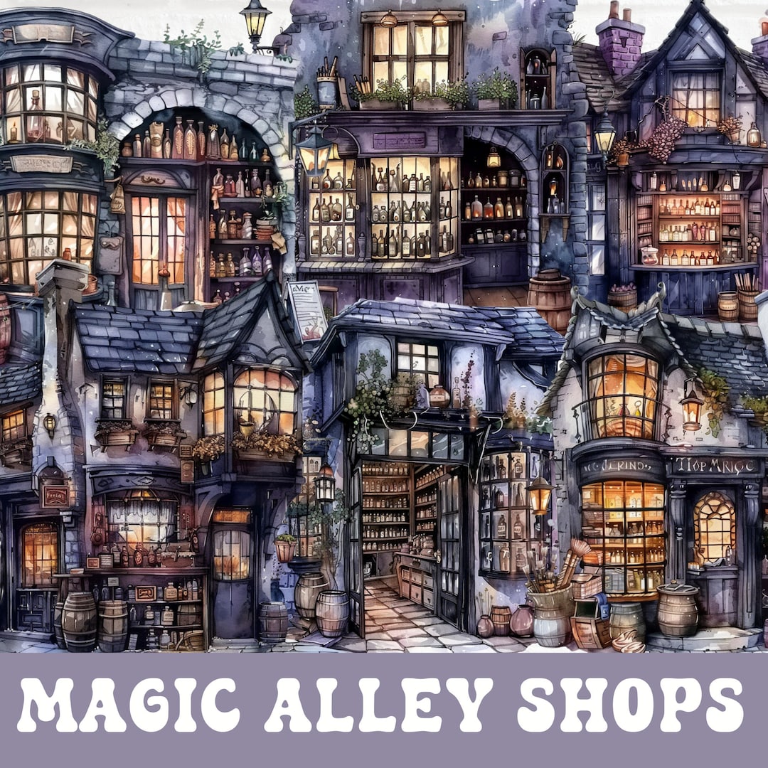 Magic Alley Wizard Clipart Bundle, Magic School Clipart Bundle, Potion ...