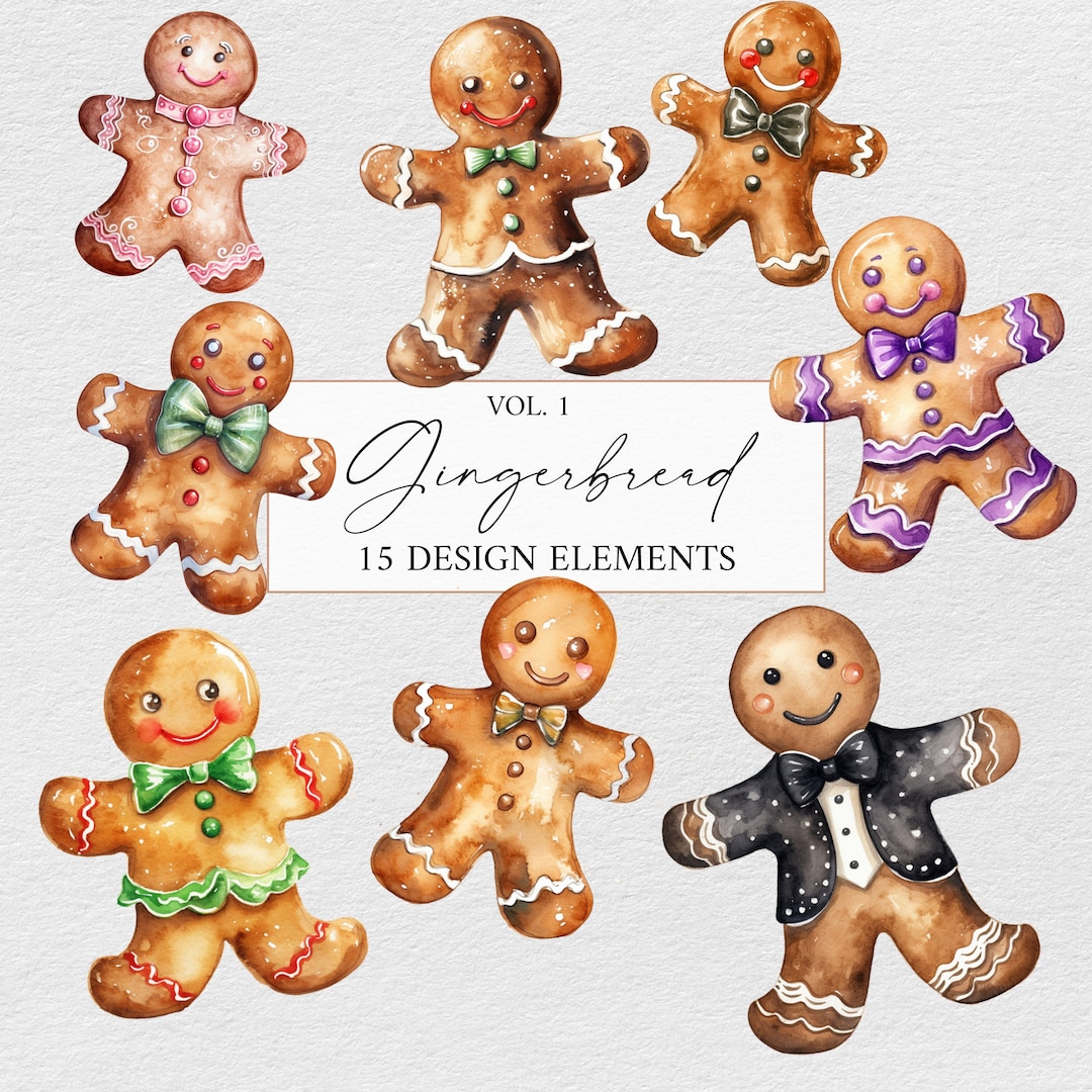 Gingerbread Clipart, Christmas Clipart, Gingerbread Man PNG, Winter ...