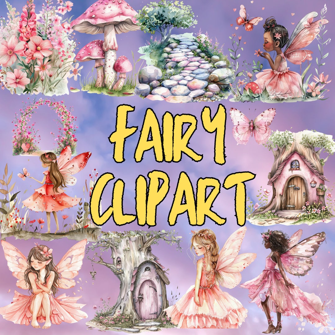 Watercolor Fairy Clipart Bundle, Pink Fairy PNG, Watercolor Fairy ...