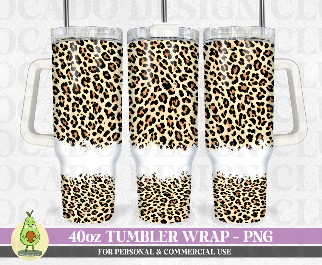 40oz Leopard Print Sublimation Design, 40oz Skinny Tumbler Sublimation ...